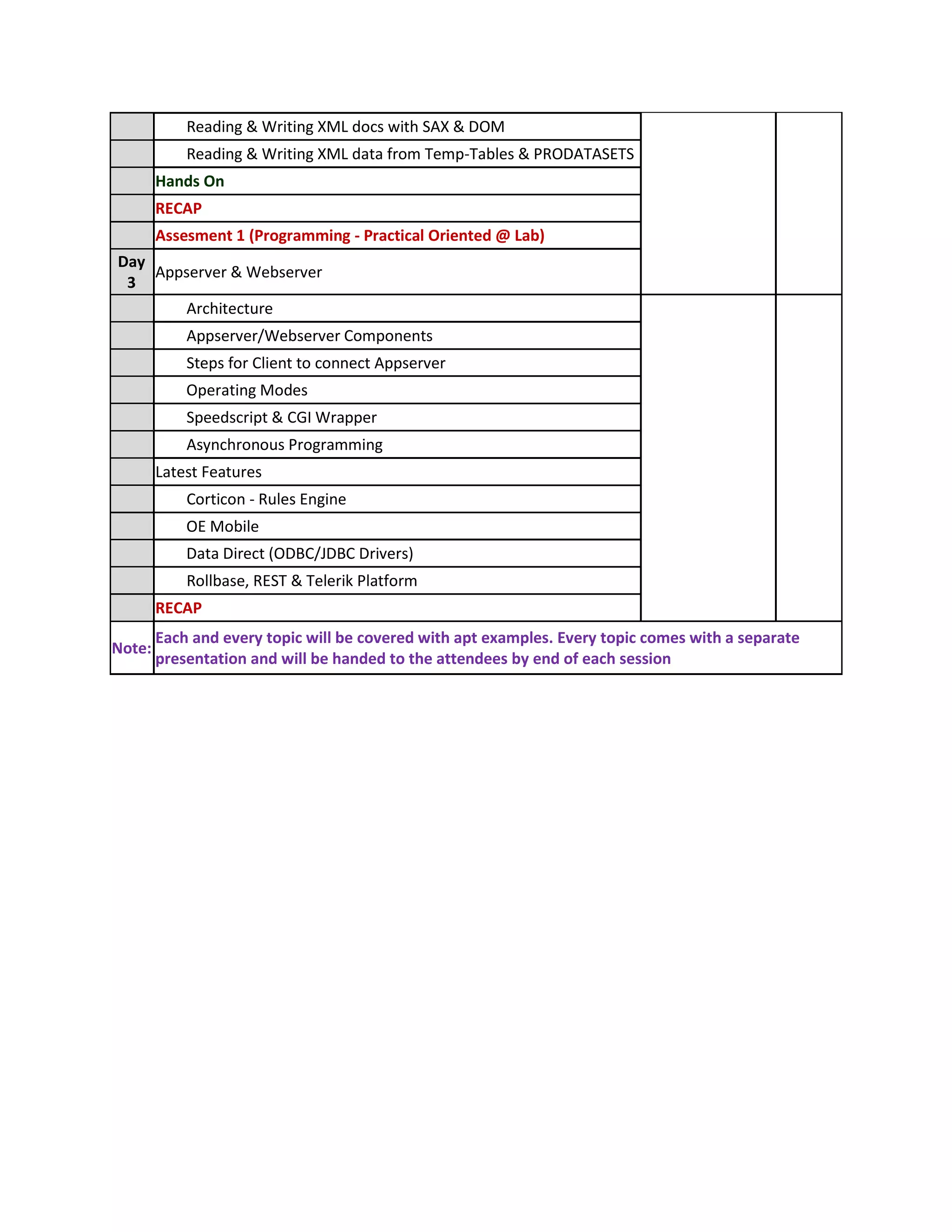 PROGRESS_4GL_Training_Calendar | PDF