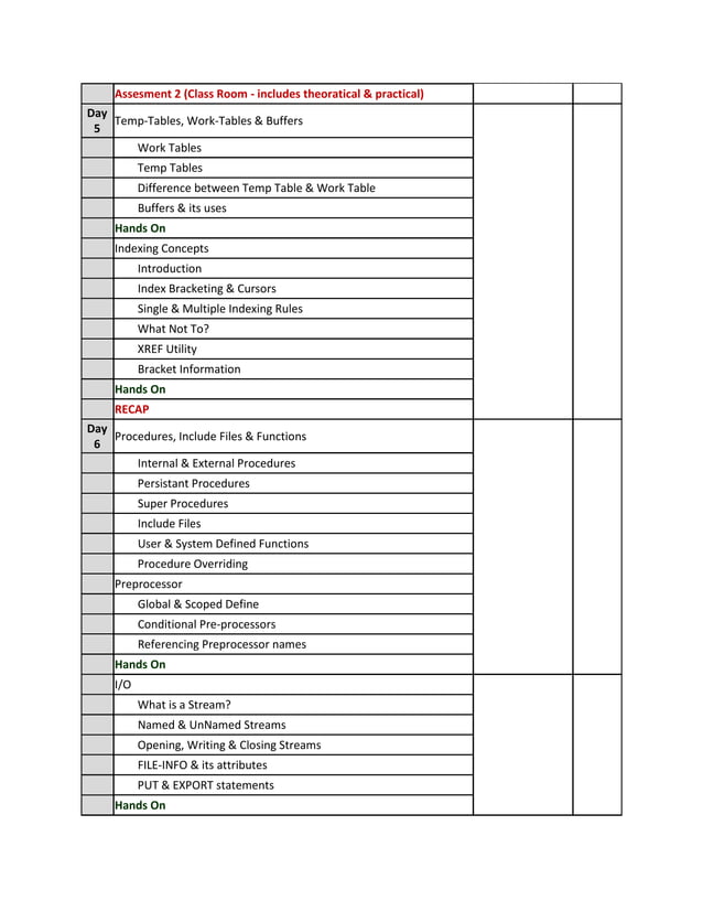 PROGRESS_4GL_Training_Calendar | PDF