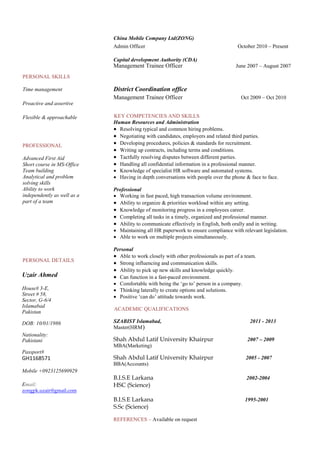 Uzair CV-2015 | PDF