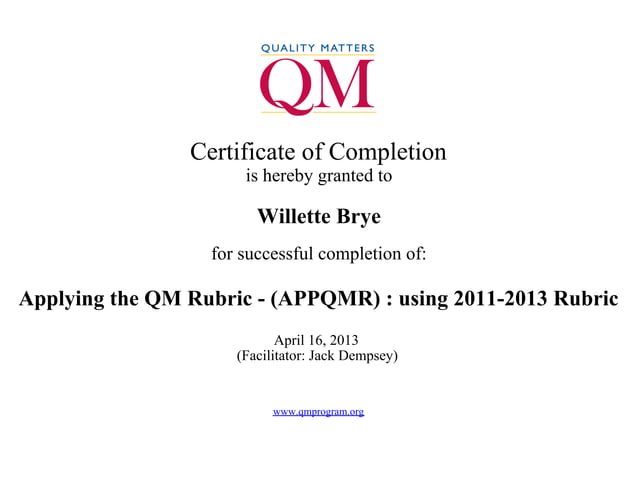 Applying the QM Rubric | PDF