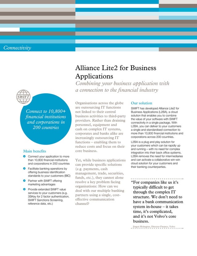 swift_connectivity_factsheet_l2ba | PDF | Computer Software and Applications | Computing