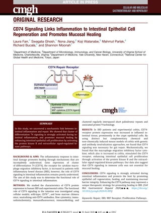A study describing how the MIF cytokine/CD74 receptor pathway heals the ...