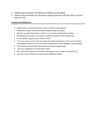 Guest Relation Officer JD | DOC