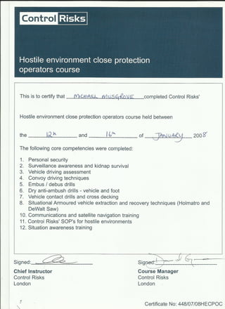 Hostile Environment Close Protection Officers course - CR | PDF