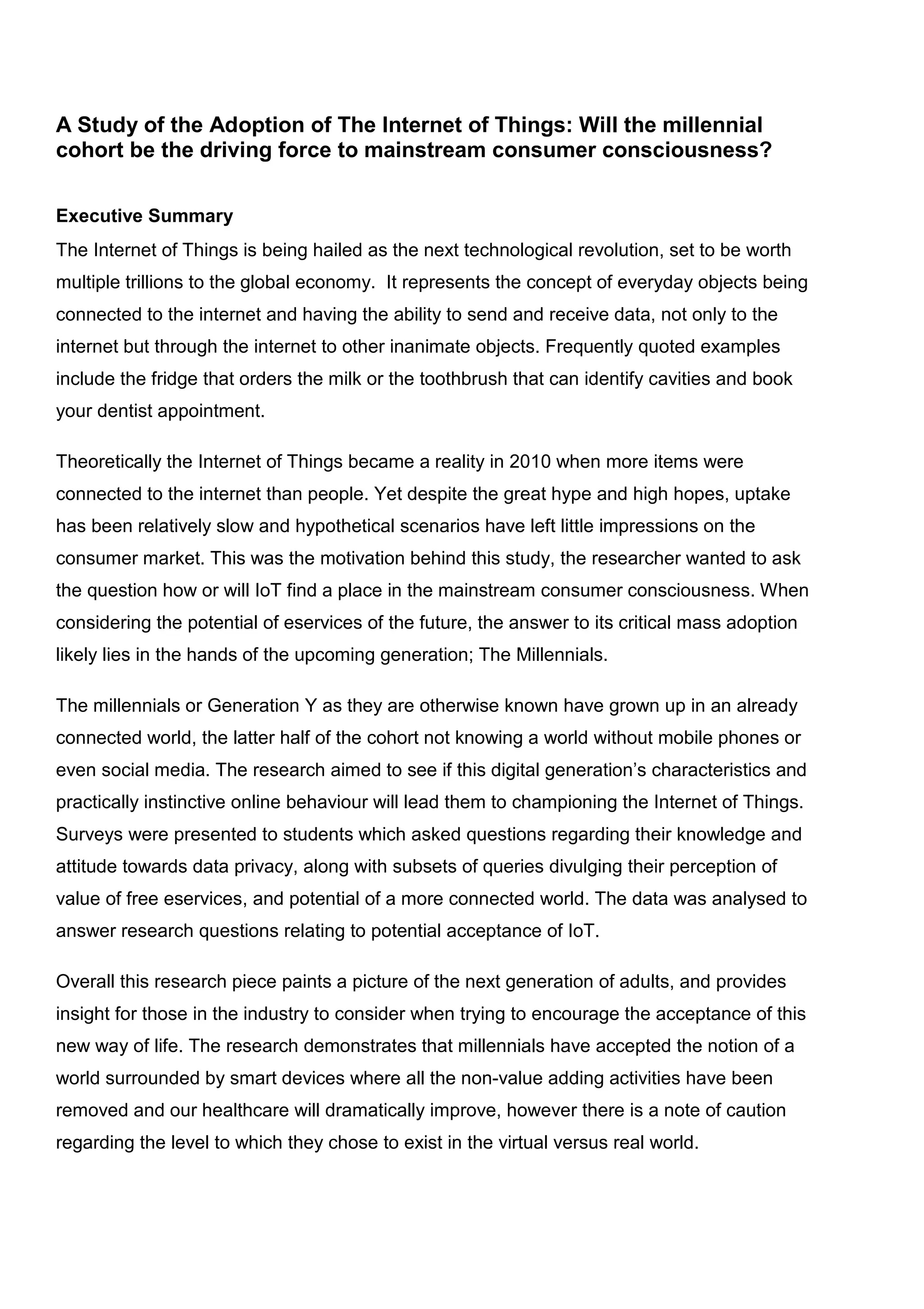 Capstone Executive Summary | PDF | Internet | Computing