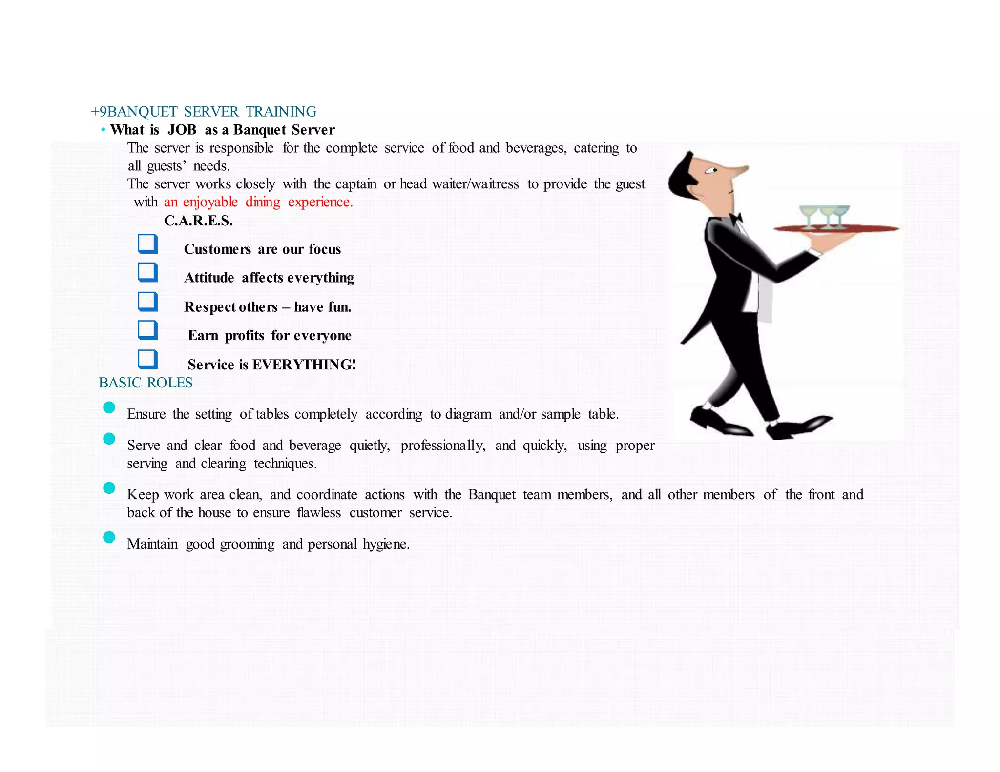 BANQUET SERVER BASIC SKILL TRAINING(1) | DOCX