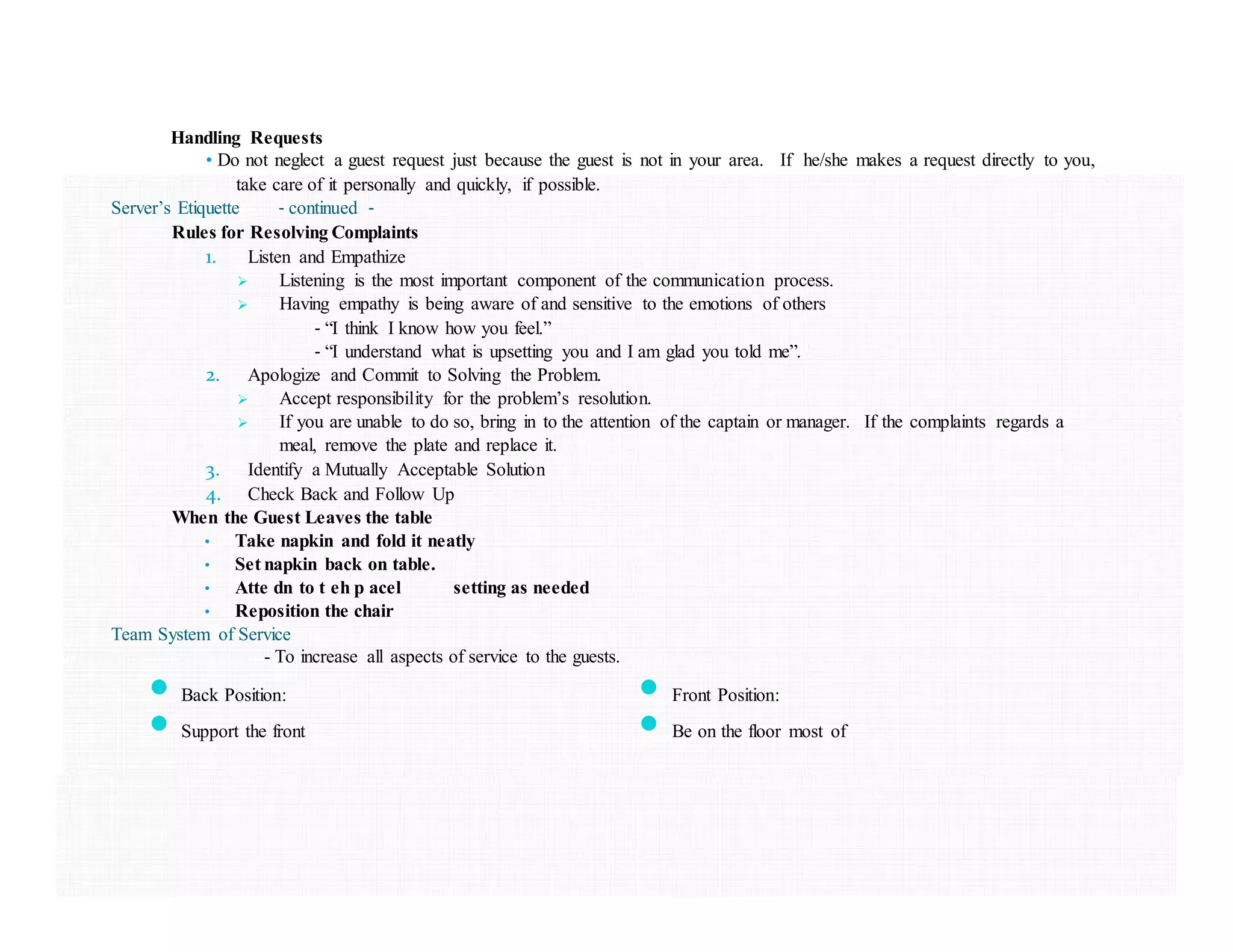 BANQUET SERVER BASIC SKILL TRAINING(1) | DOCX