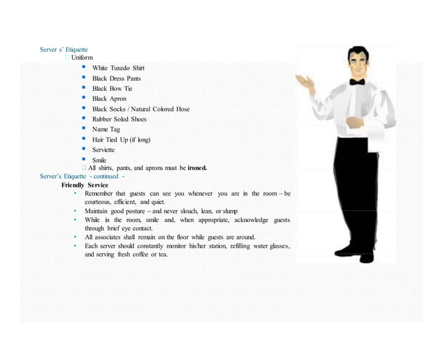 BANQUET SERVER BASIC SKILL TRAINING(1) | DOCX | Cooking | Food & Drink