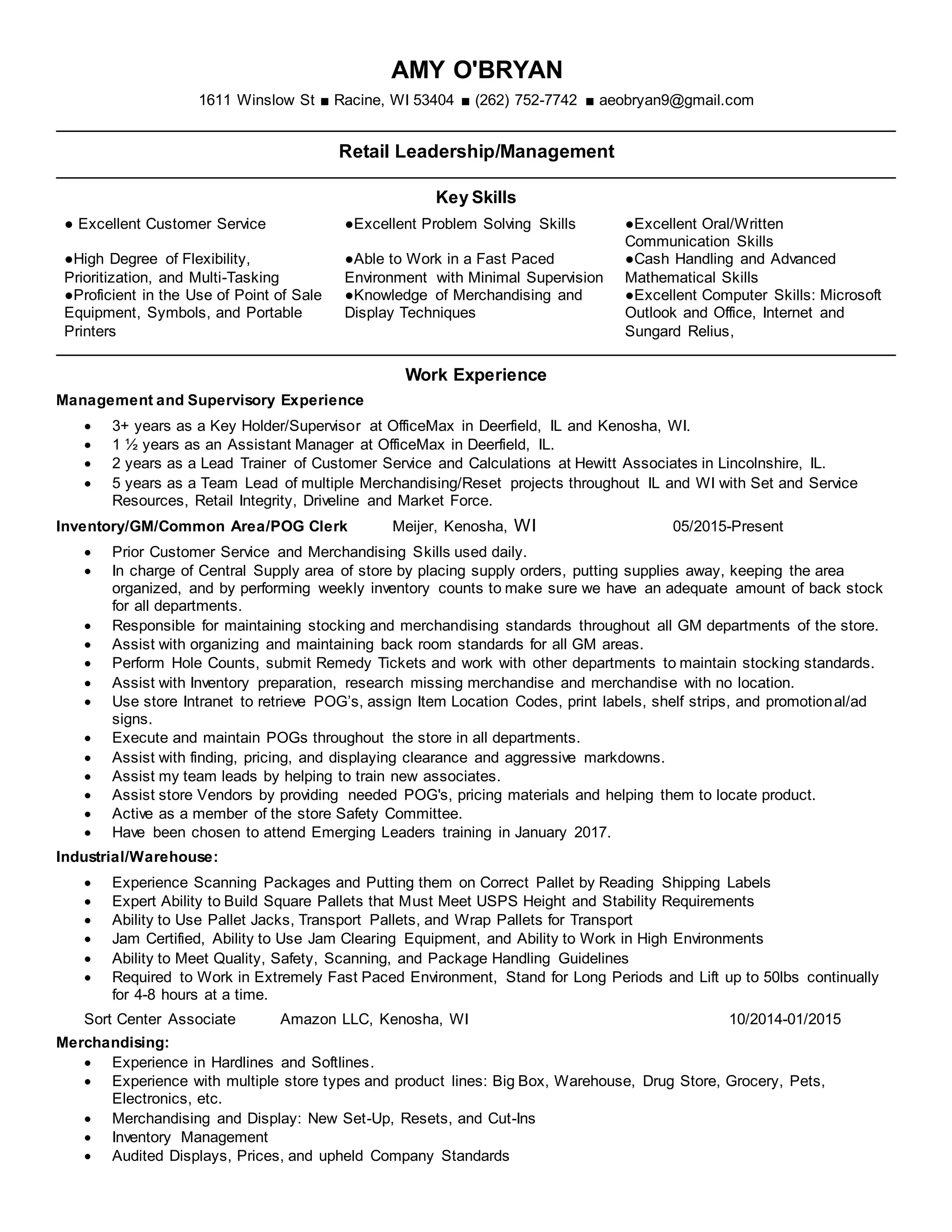 Amy OBryan_Resume_2016_Word | DOCX | Logistics | Business