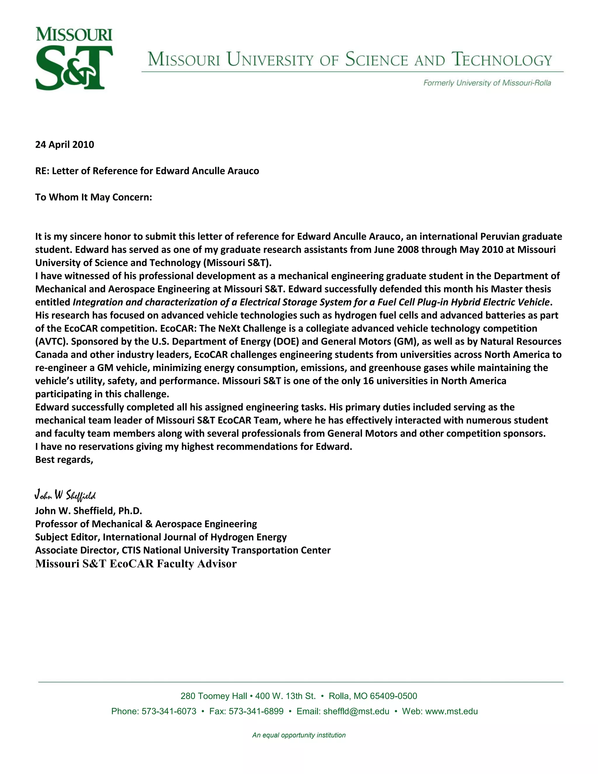 Missouri S&T Recommendation Letter (1) | PDF