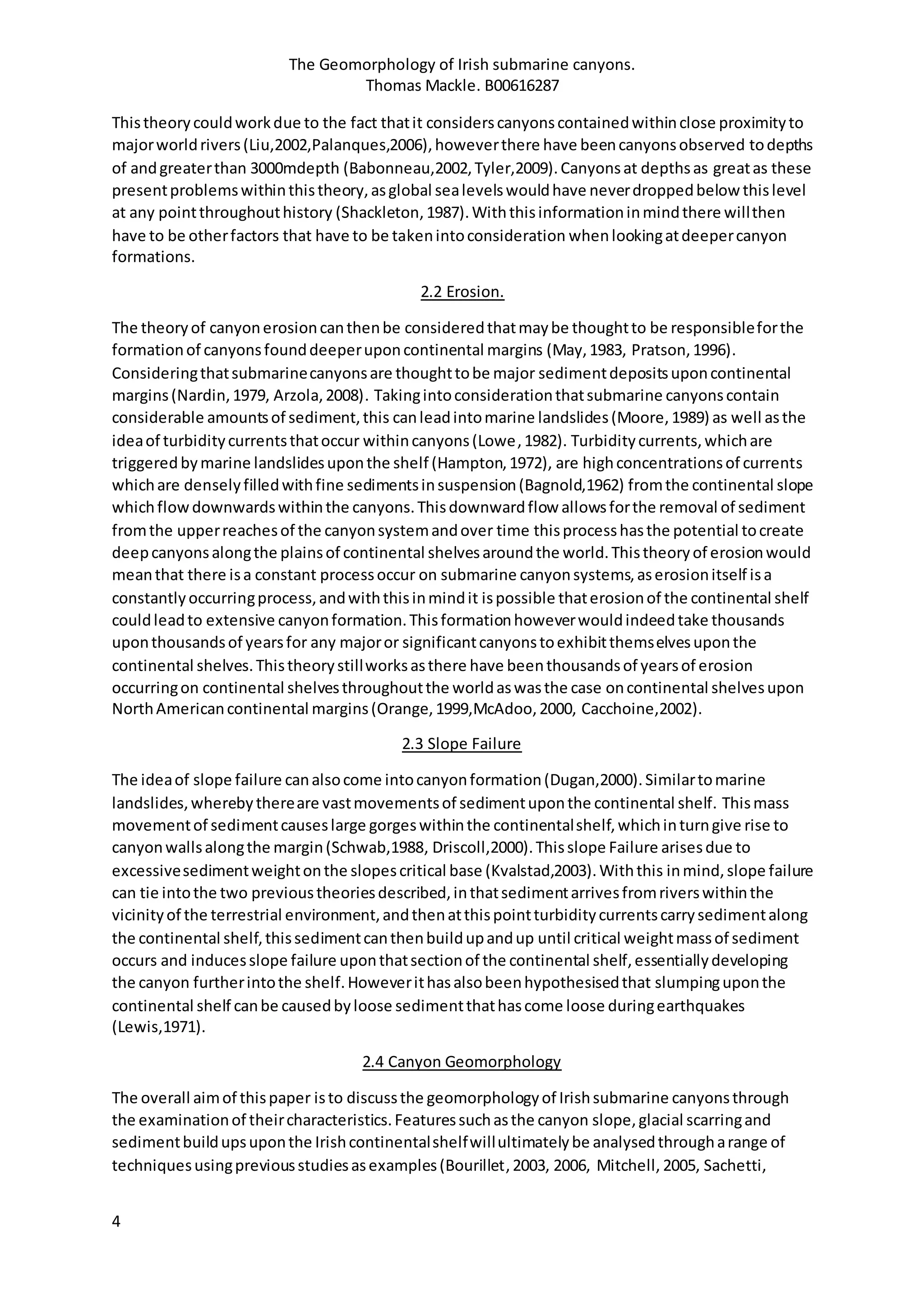 The Geomorphology of Irish submarine canyons | DOCX