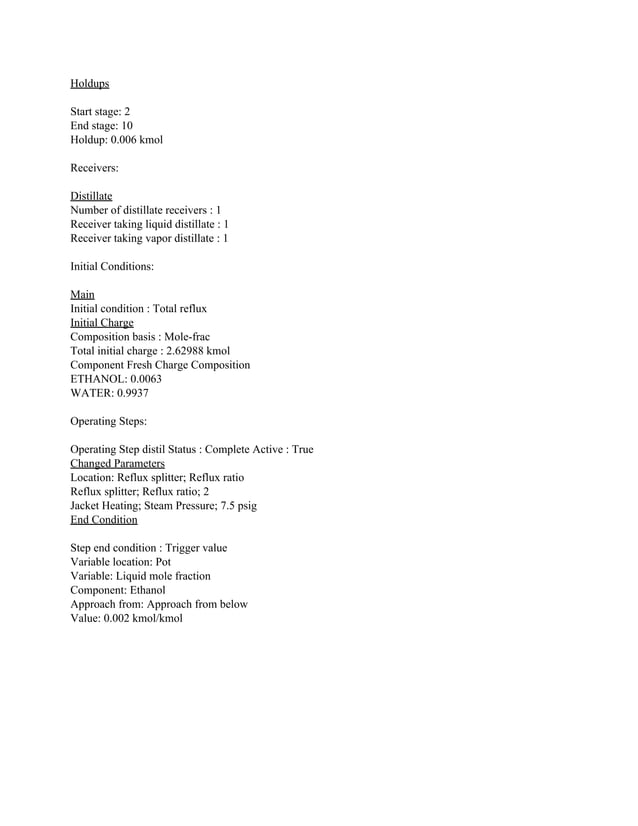 Elizabeth Towle Batch Distillation of Ethanol Design | PDF | Chemistry ...