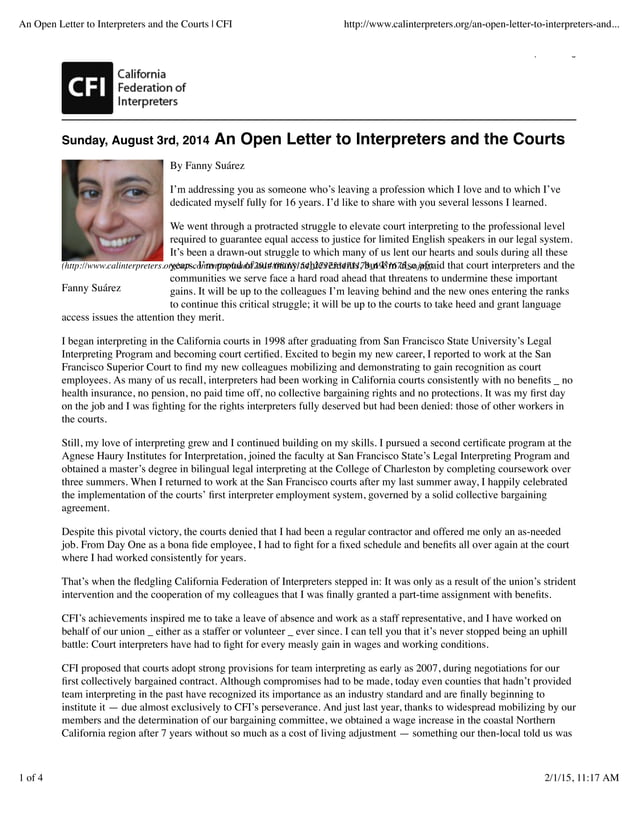 An Open Letter to Interpreters and the Courts | CFI | PDF