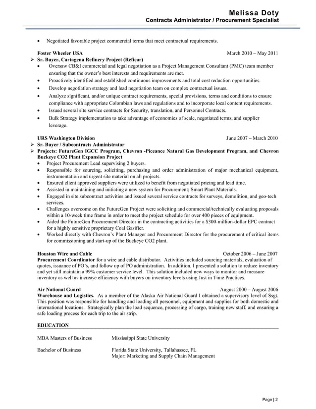 Melissa Doty Resume-2016 Rev 1 | DOC