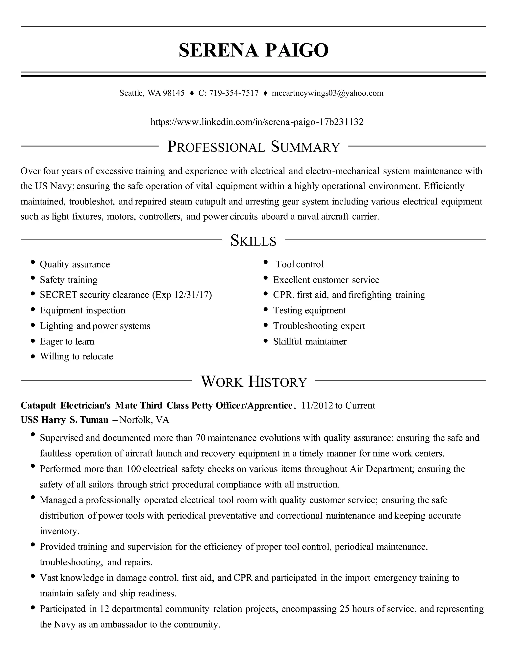 SERENA PAIGO Resume 3 | DOCX