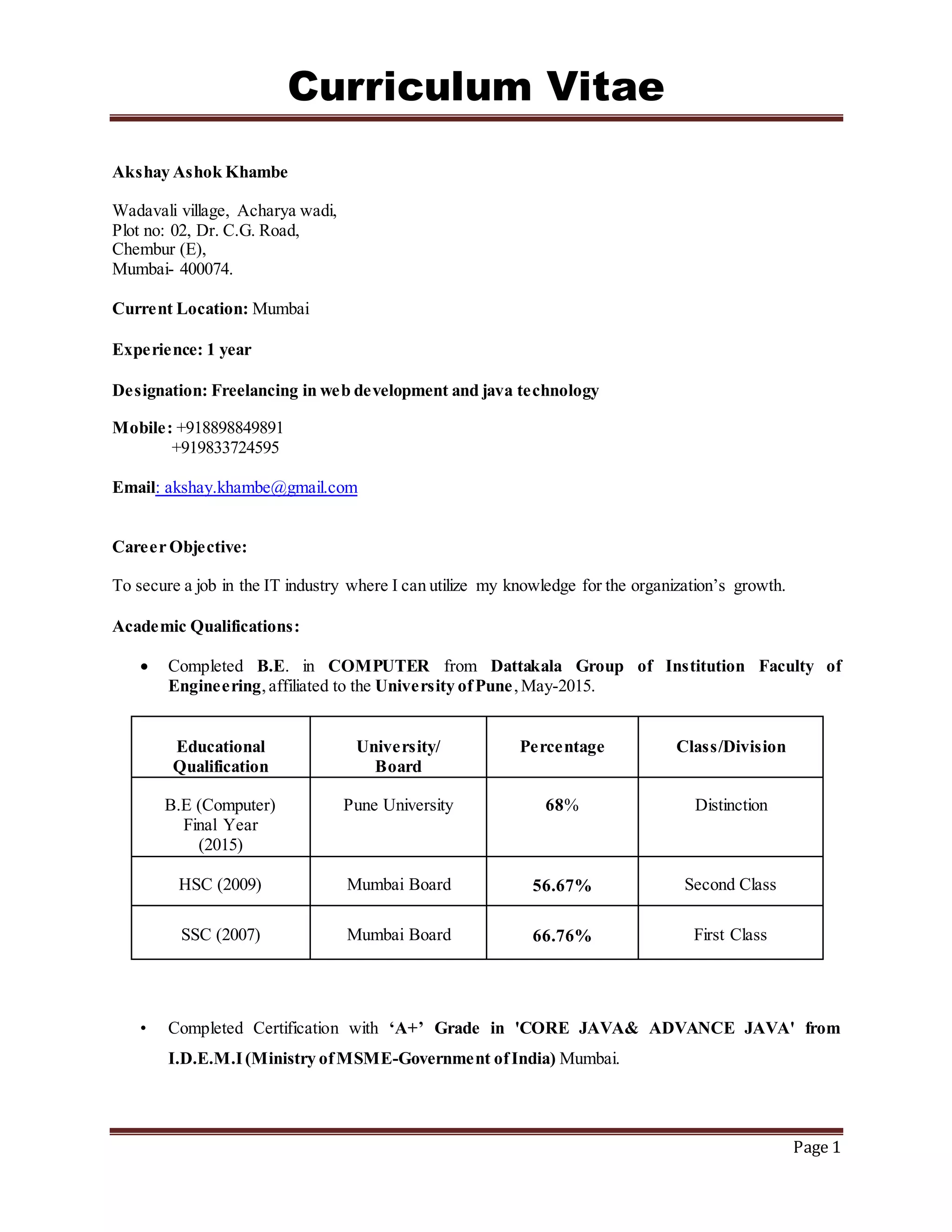 CV-akshay.khambe | PDF