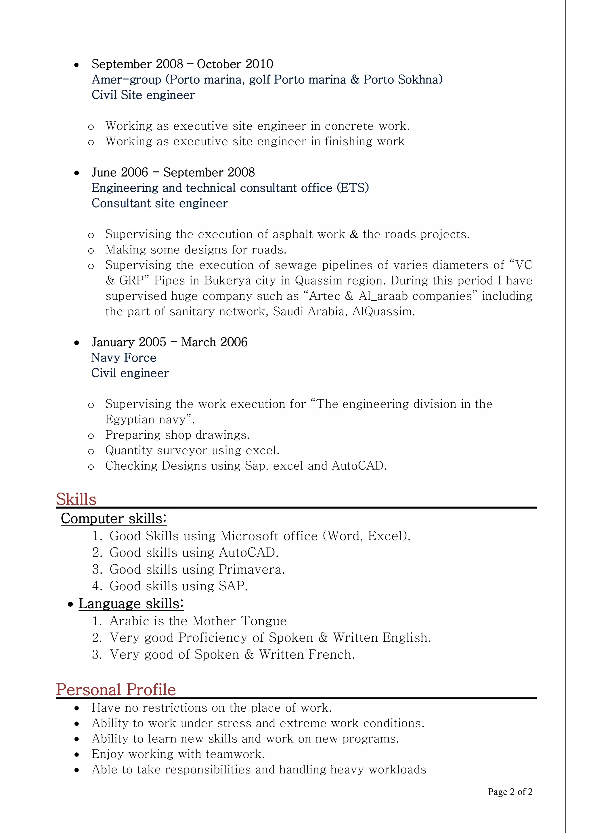 Youssef CV pdf | PDF | Civil Engineering Industry | Industries