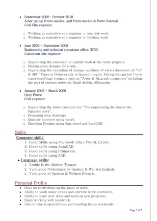 Youssef CV pdf | PDF | Civil Engineering Industry | Industries