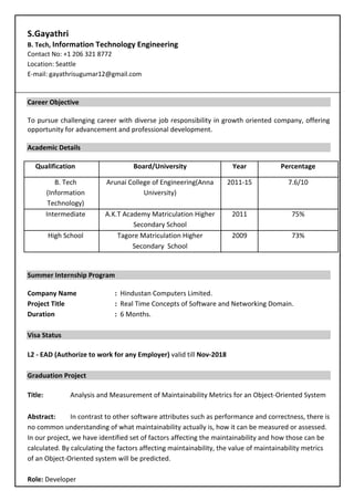 gayathri resume | PDF