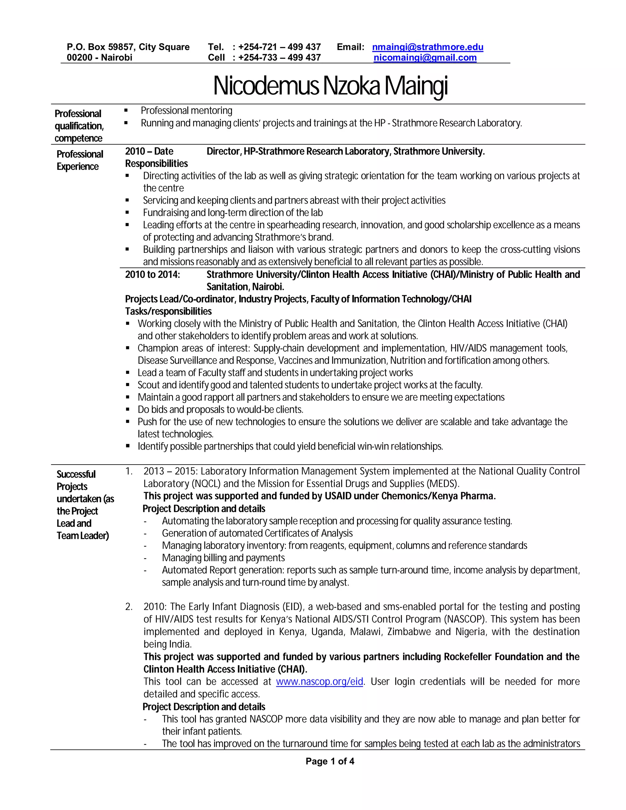NMaingi Abridged CV v.01012017AB | PDF