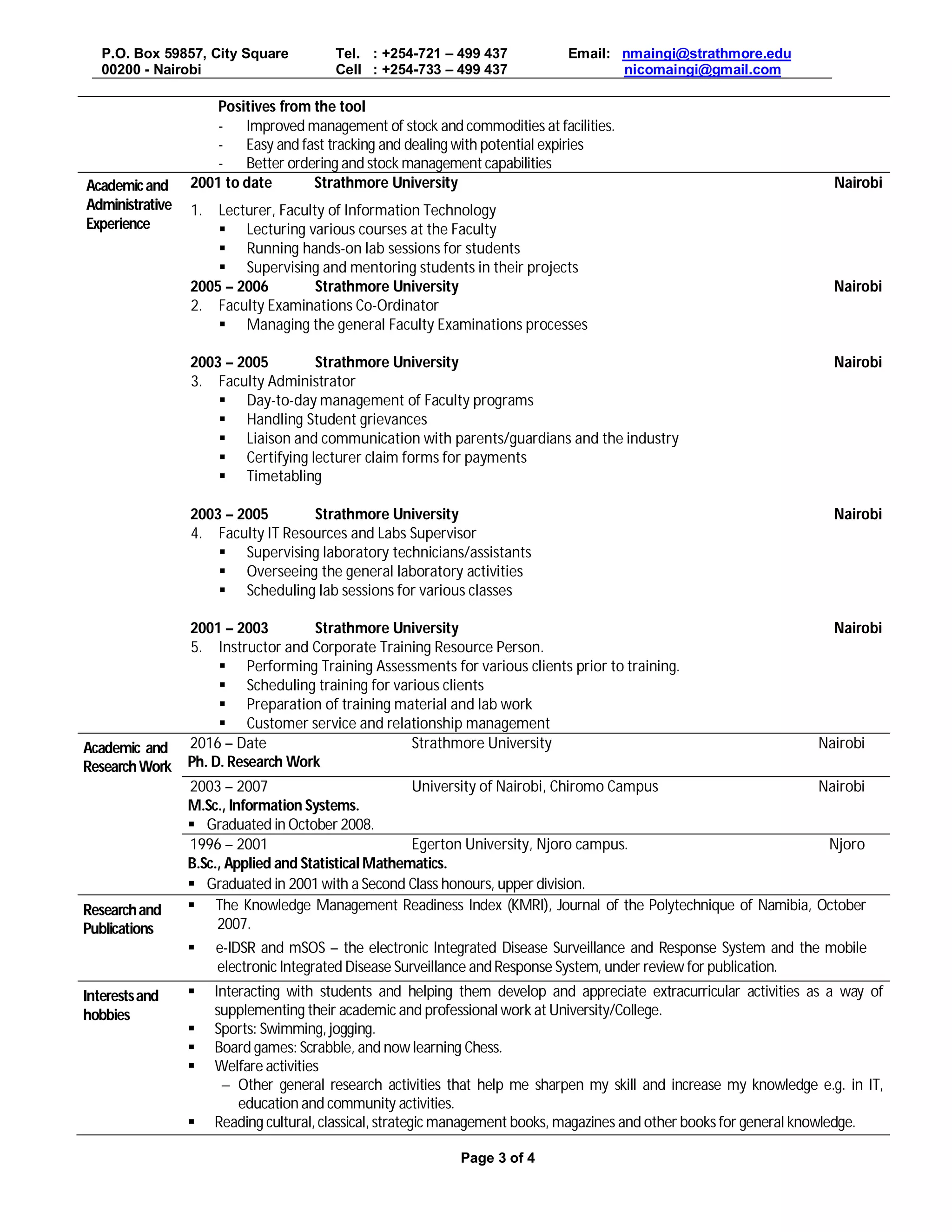 NMaingi Abridged CV v.01012017AB | PDF