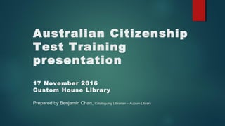 Australian Citizenship Test Training Presentation | PPT