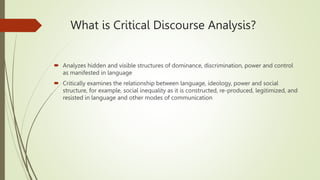 cda.pptx critical discourse analysis ppt | PPTX