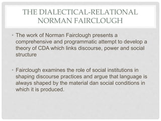 CDA oriented applied linguistics approaches | PPT