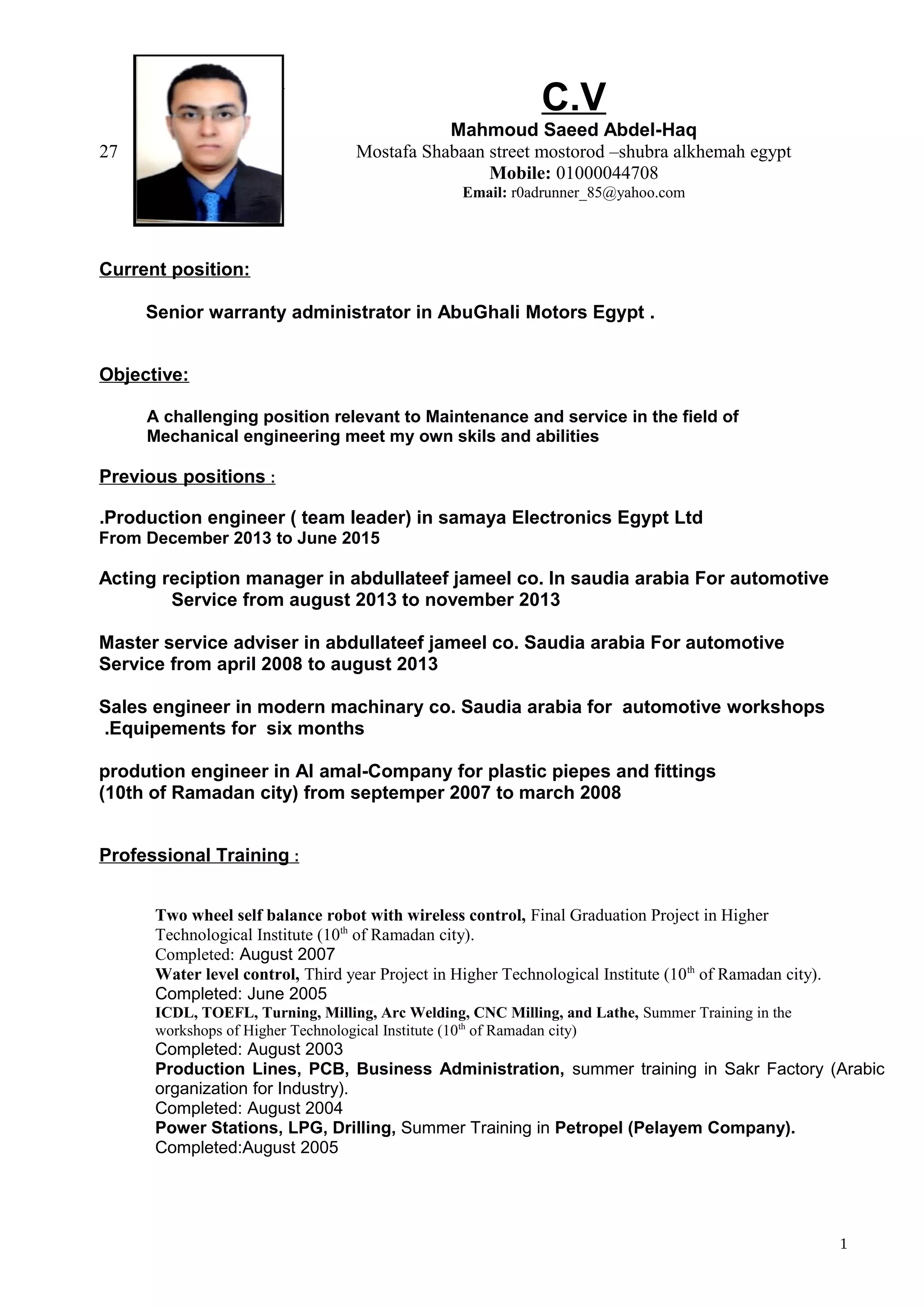 Mahmoud saied cv | DOC