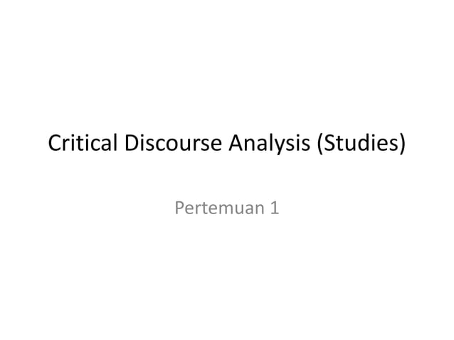 critical discourse analysis | PPTX