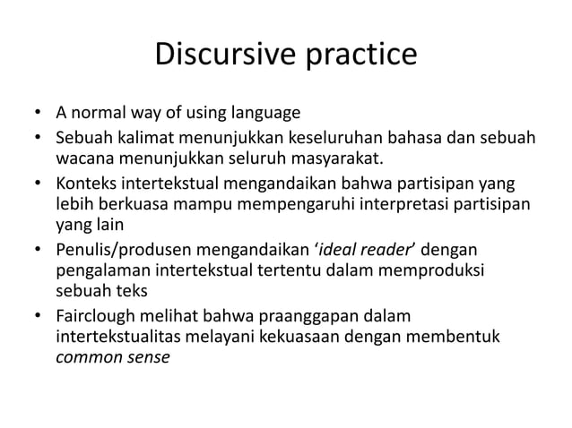Critical Discourse Analysis (discursive practice) | PPTX