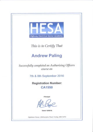 HERS Authorising Officer - Andrew Paling | PDF