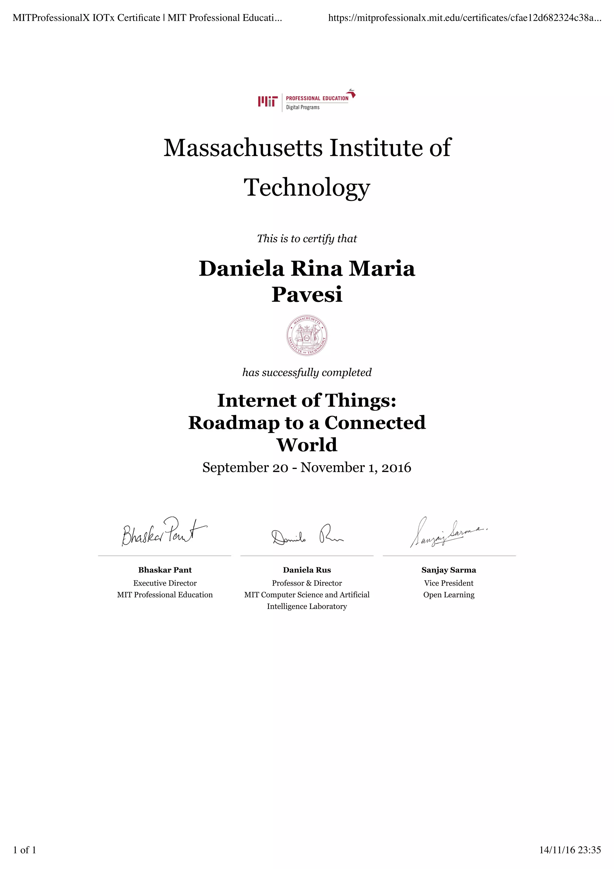 MITProfessionalX IOTx Certificate | MIT Professional Education Digital ...