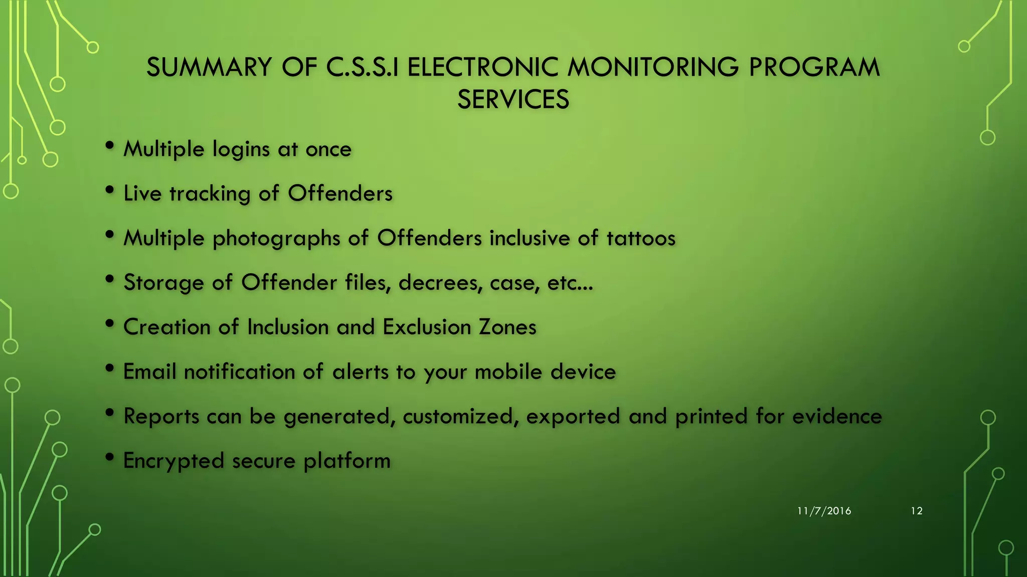 OP-R Electronic Monitoring Presentation - CSSI | PDF