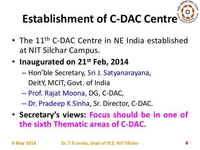 Cdac activities at nit silchar indest