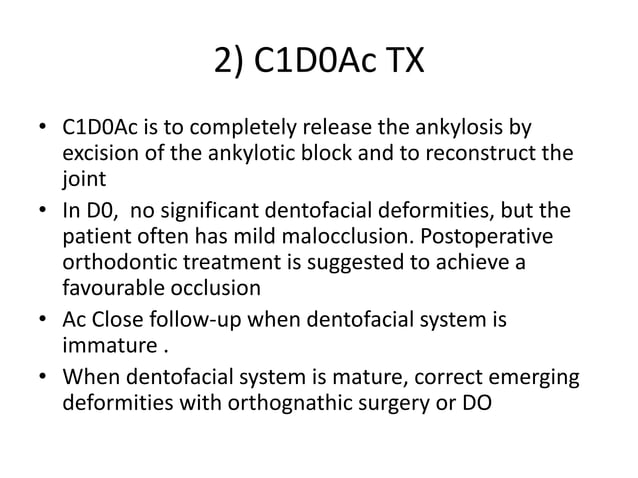 Cda classification of tmj ankylosis and treatment | PPTX | Bone and ...