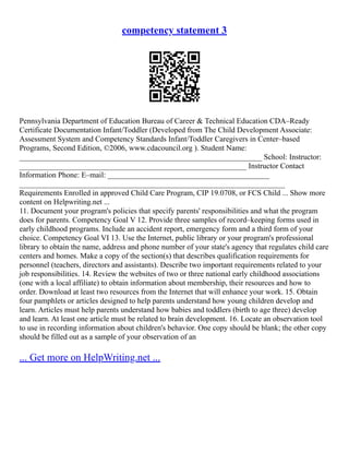 CDA Competency Statement III | PDF