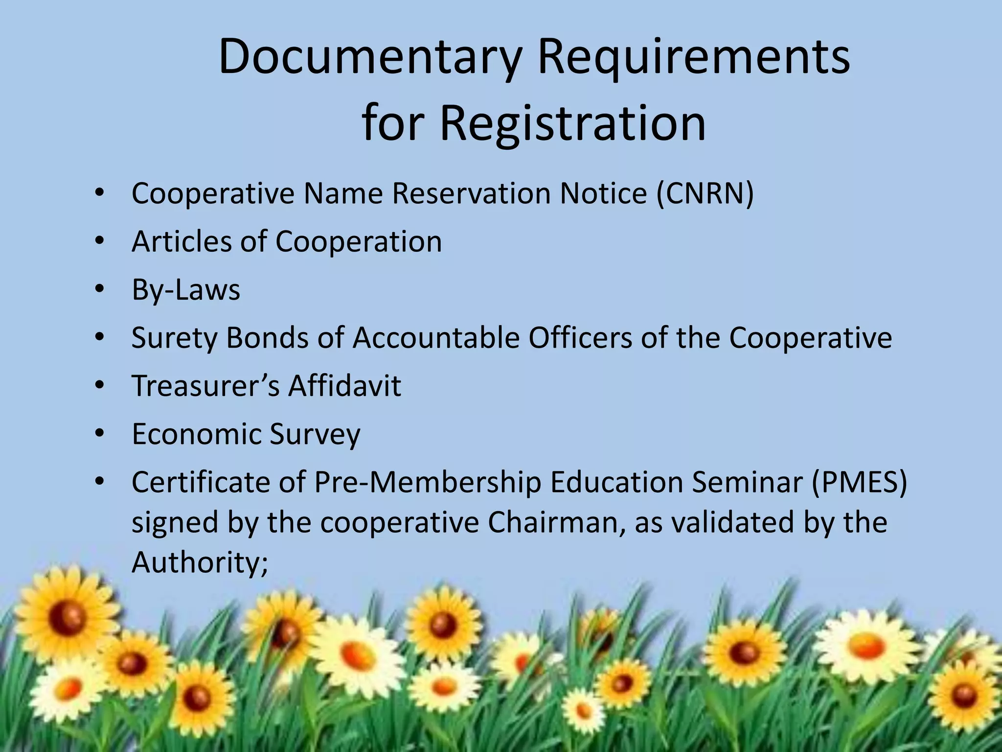 Registration Guidelines of a Primary Cooperative | PPTX