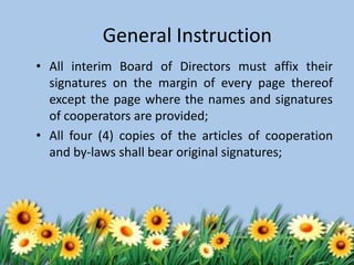 Registration Guidelines of a Primary Cooperative | PPTX