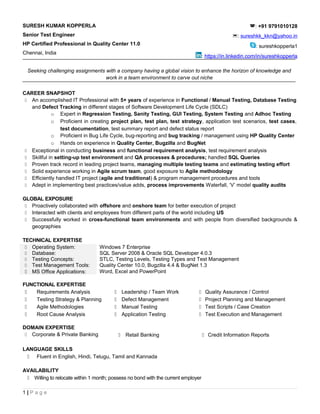 Suresh Kumar Kopperla_QA | DOC | Operating Systems | Computer Software and Applications