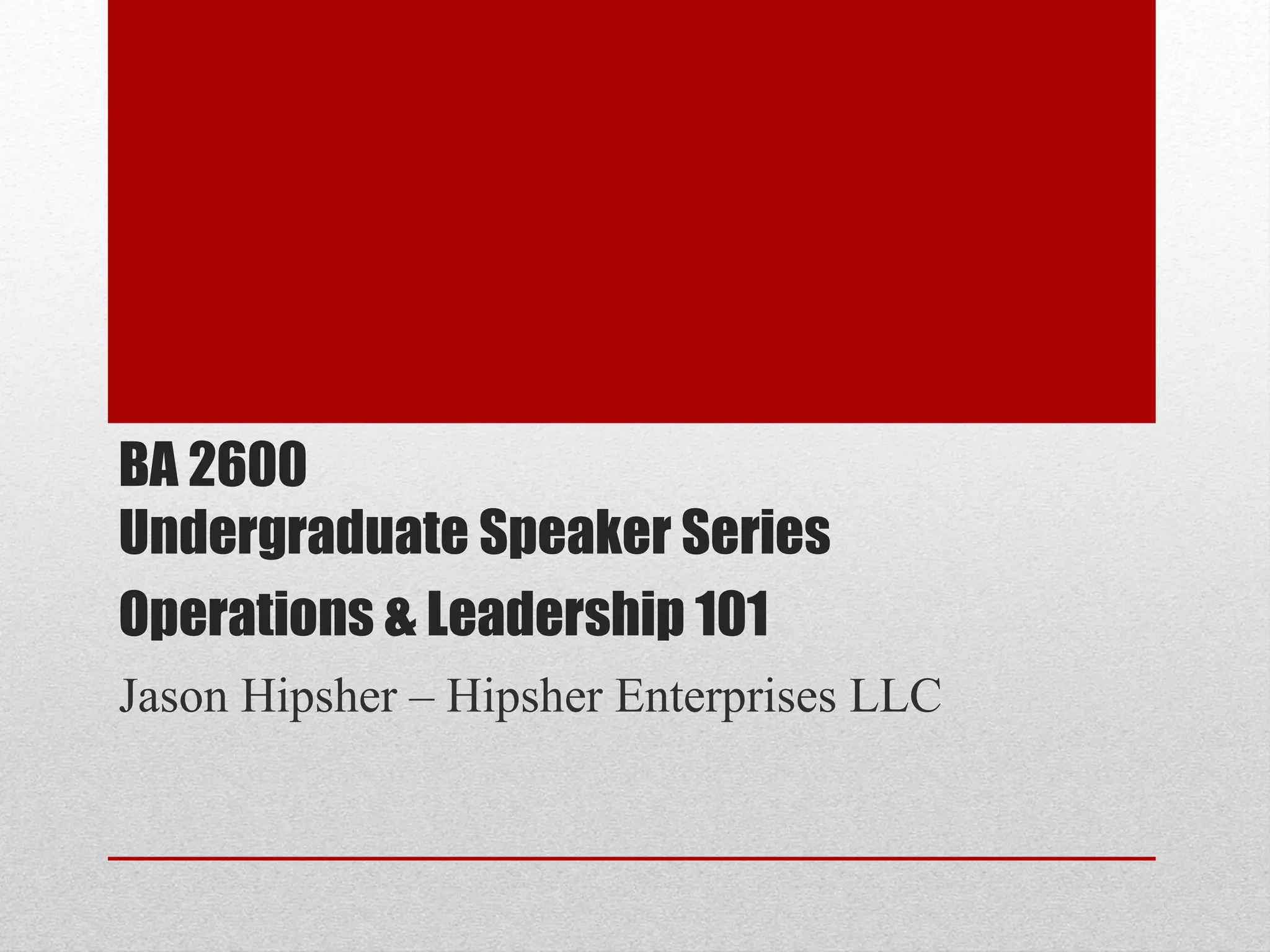 Operations & Leadership 101 | PPT