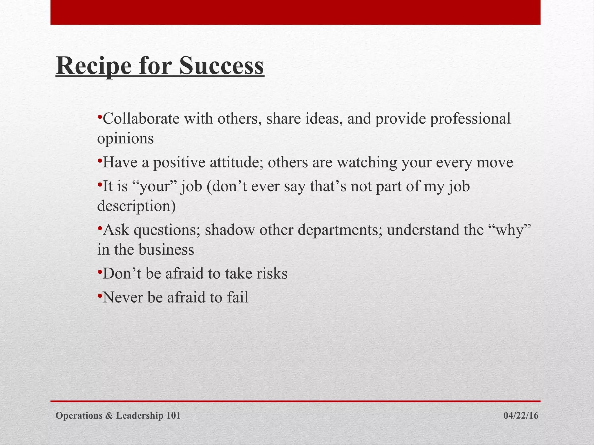 Operations & Leadership 101 | PPT