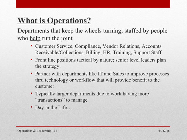 Operations & Leadership 101 | PPT