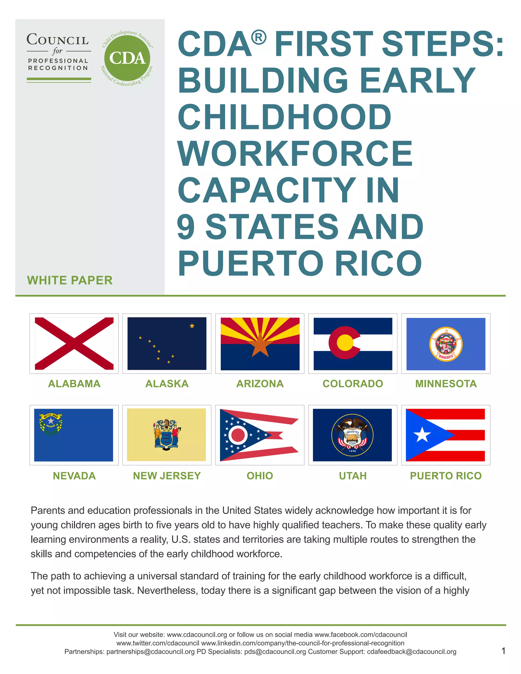 CDA First Steps Building Early Childhood Workforce Capacity | PDF