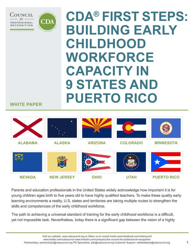CDA First Steps Building Early Childhood Workforce Capacity | PDF