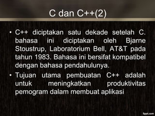 Pengenalan C++ dan Pemograman Berorientasi Objek | PPTX