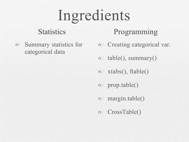 categorical data analysis in r studioppt.pptx | Technology & Computing