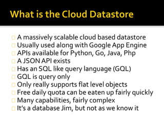Google cloud datastore driver for Google Apps Script DB abstraction | PPT