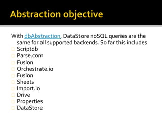 Google cloud datastore driver for Google Apps Script DB abstraction | PPT