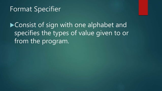 C data type format specifier | PPT